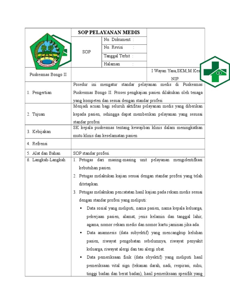 Sop Pelayanan Rekam Medis - Perumperindo.co.id