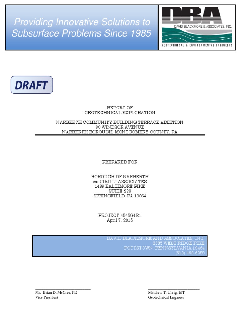 Geotechnical Report Draft | Geotechnical Engineering | Natural ...