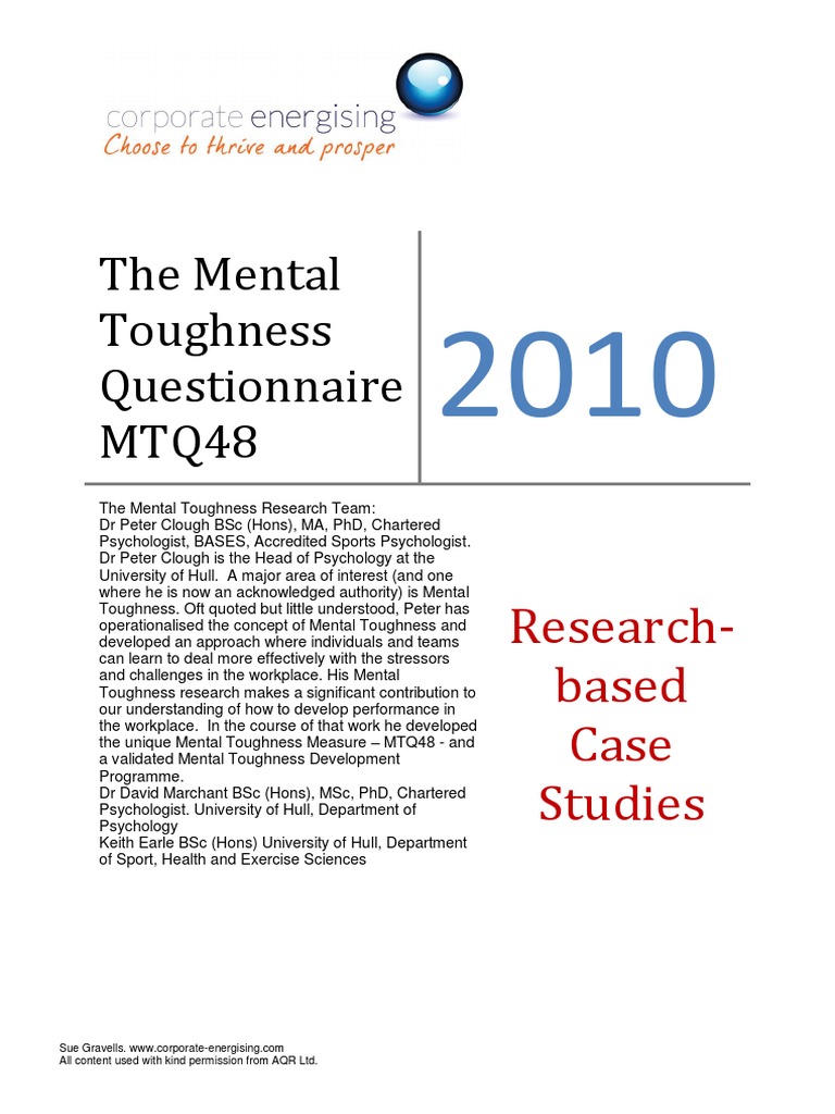 MTQ48 Mental Toughness Questionnaire | PDF | Mental Disorder | Mental ...