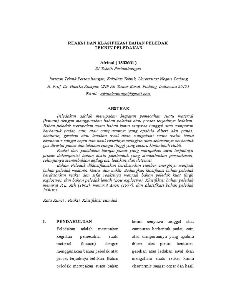 Reaksi Dan Klasifikasi Bahan Peledak | PDF | Hukum | Teknologi & Rekayasa