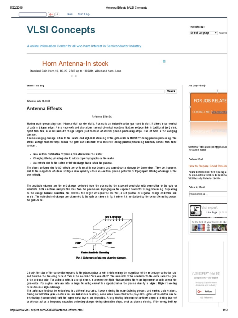 Antenna Effects - VLSI Concepts | PDF | Field Effect Transistor | Mosfet