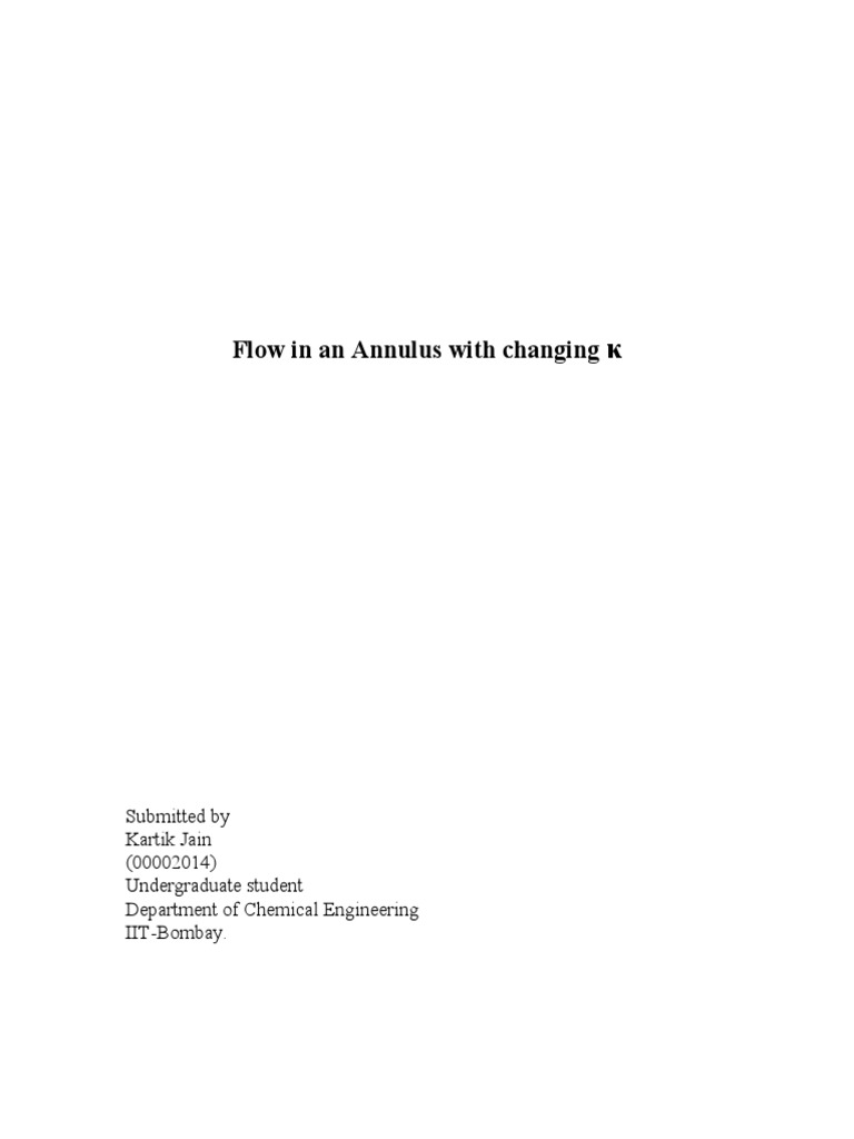 Flow Through Annulus | PDF | Reynolds Number | Fluid Mechanics