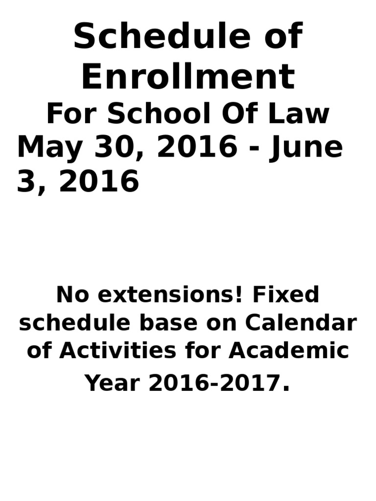 Schedule of Enrollment: For School of Law | PDF