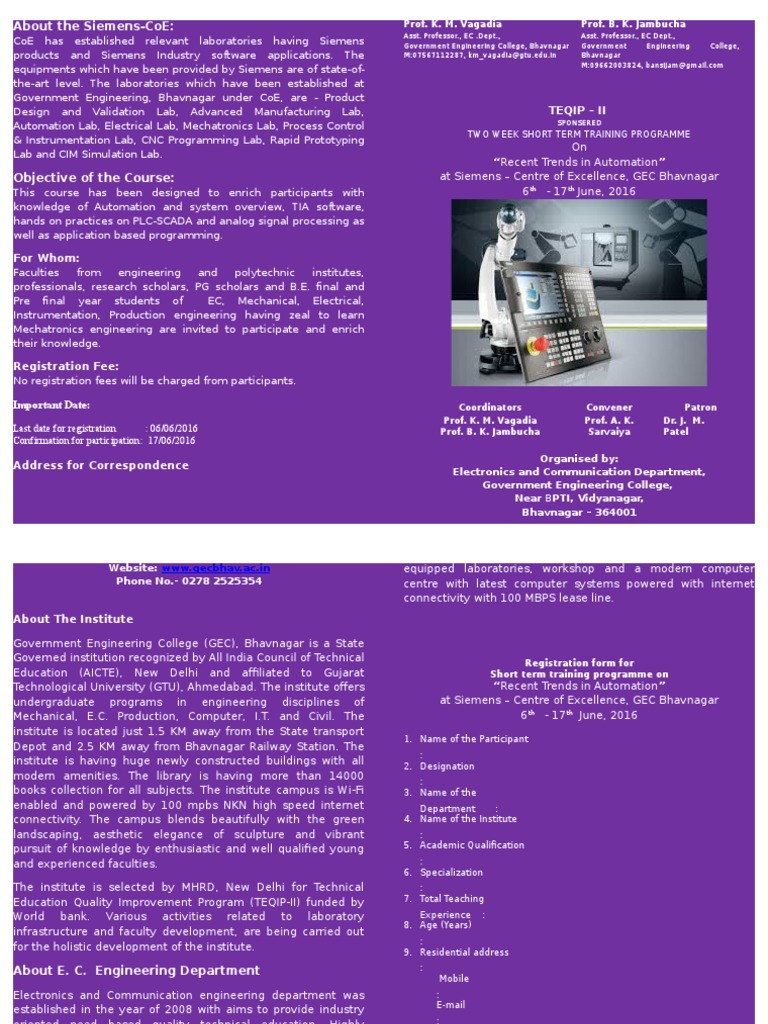 STTP Brochure Automation | PDF | Engineering | Automation