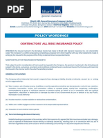 CONTRACTOR'S ALL RISKS - Policy Wording | PDF | Insurance | Indemnity
