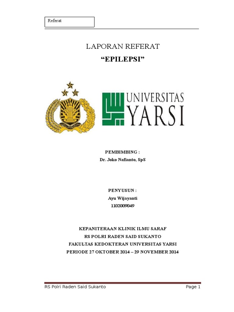 Word Referat Epilepsi Ayu | PDF