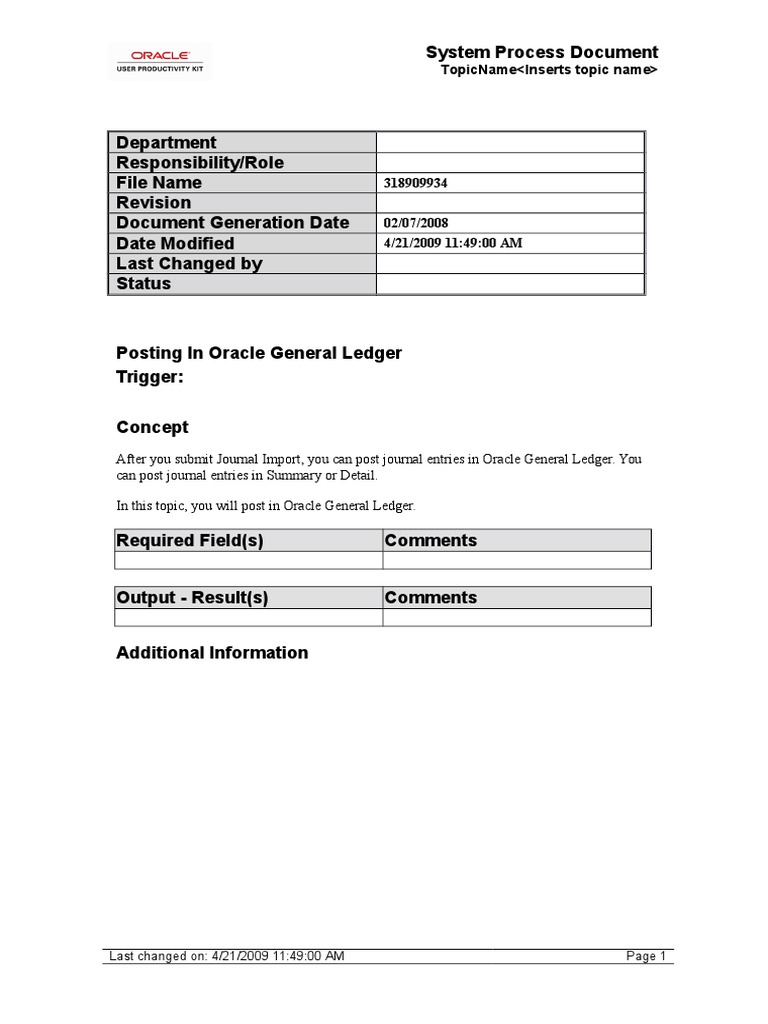 Posting in Oracle General Ledger - SPD | PDF | Software | Computing