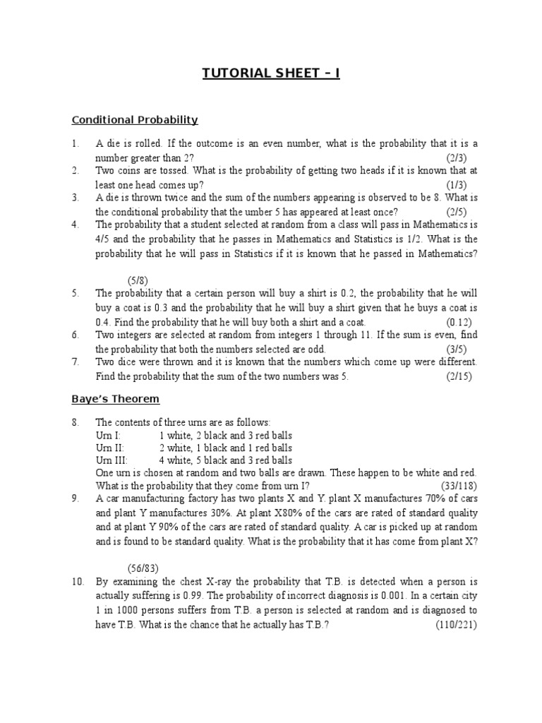 8a87ctutorial Sheets Prob and Stats | PDF | Correlation And Dependence ...