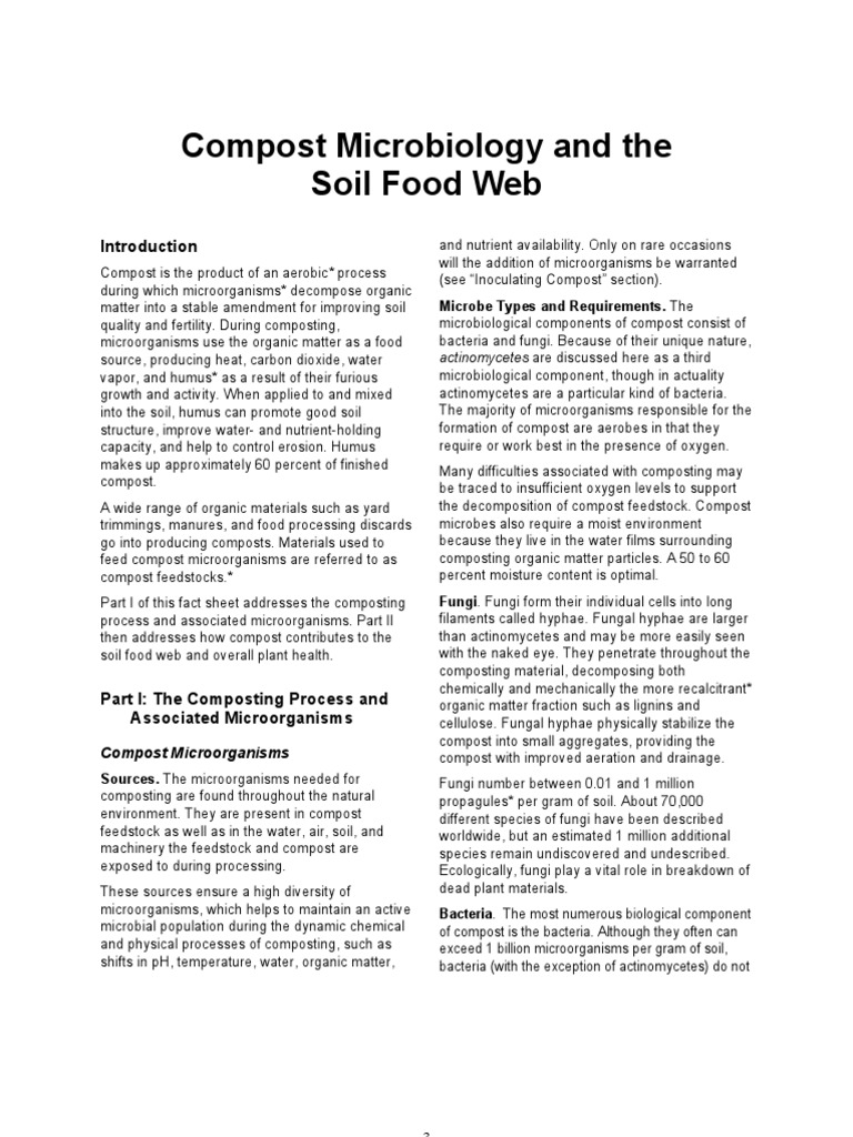Compost Microbiology and The Soil Food Web | PDF