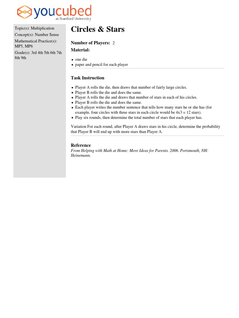 Multiplication Game for Grades 3-9 | PDF