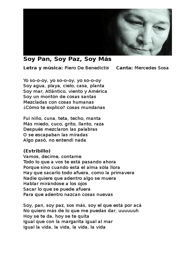 Soy Pan, Soy Paz: Letra y Mensaje | PDF | Arte | Religión y espiritualidad