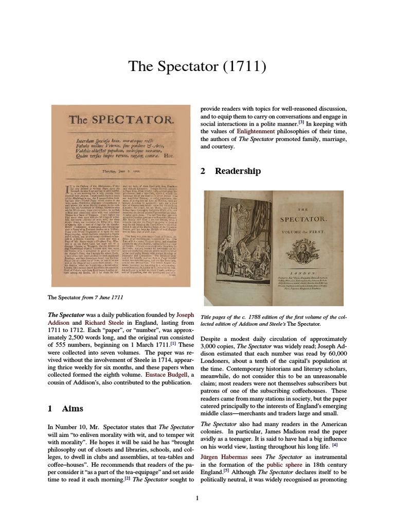 The Spectator (1711) | PDF | Newspapers | Publications