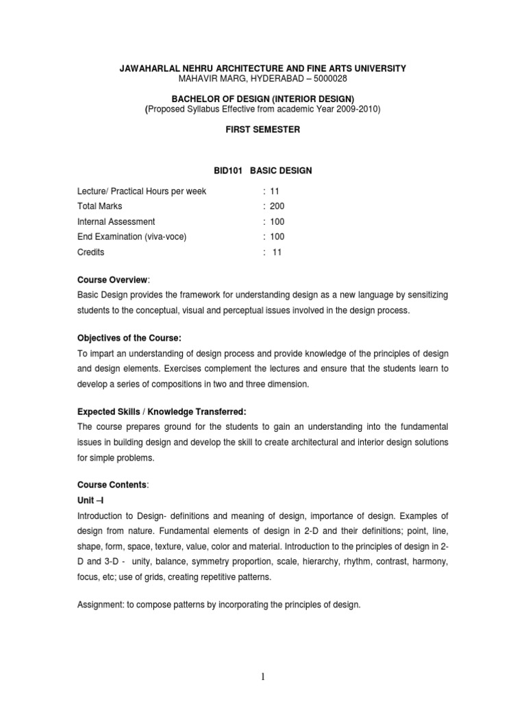 Interior Design Course Syllabus | PDF | Fiberglass | Design