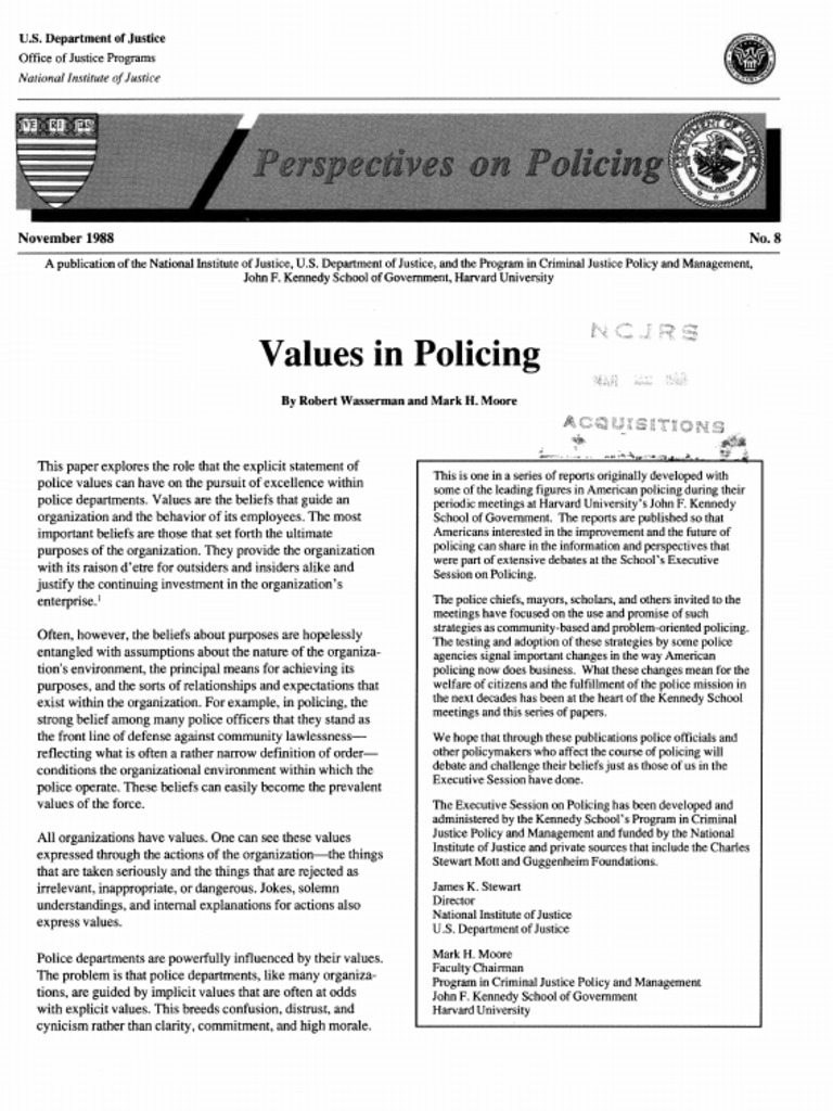 Values in Policing: November No. 8 | PDF | Community Policing | Police