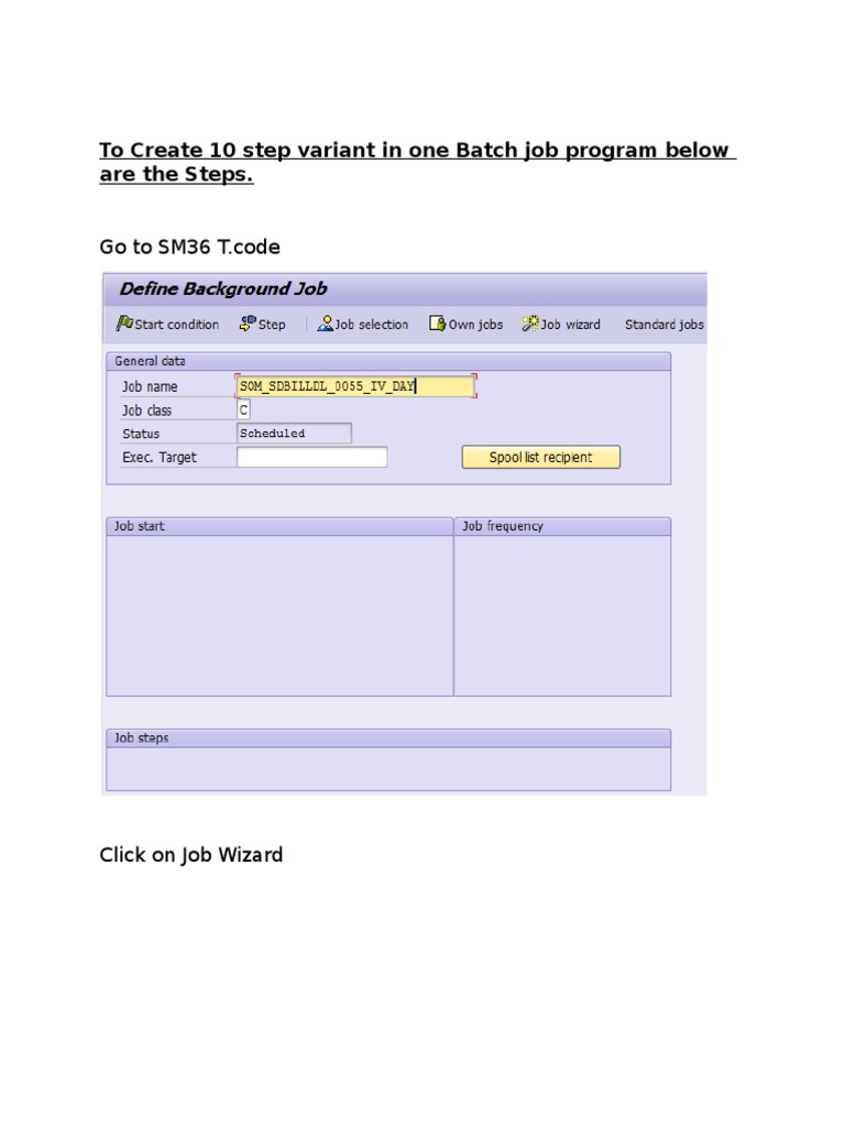 Create Batch Job Variants in SAP | PDF