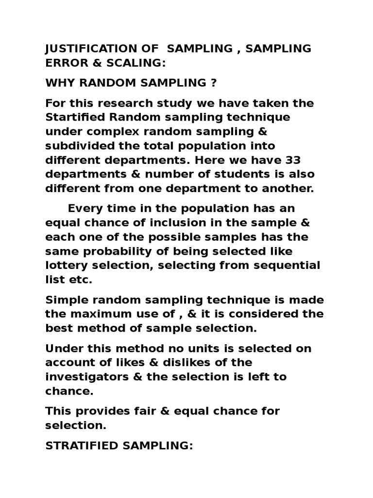 Justification of Sampling | Likert Scale | Stratified Sampling | Free ...