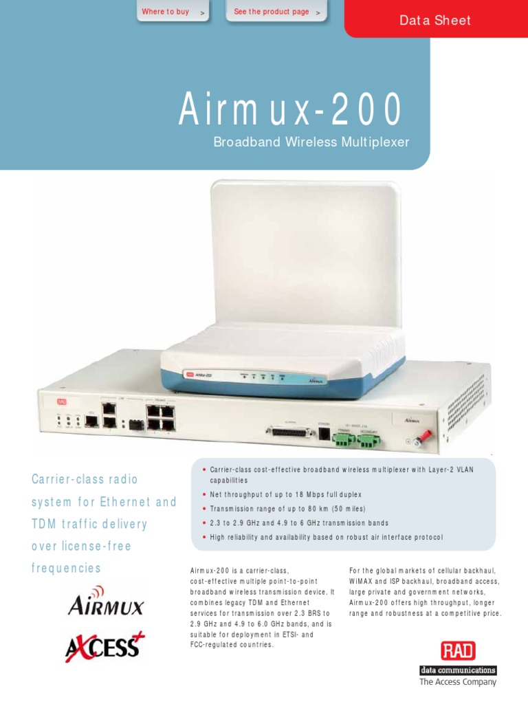 Airmux-200: Broadband Wireless Multiplexer | PDF | Internet Access ...
