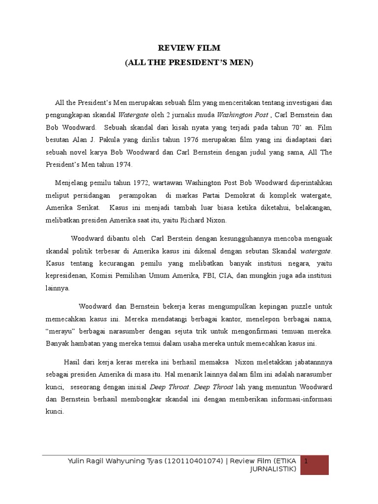 Review Film All The Presidents Men | PDF