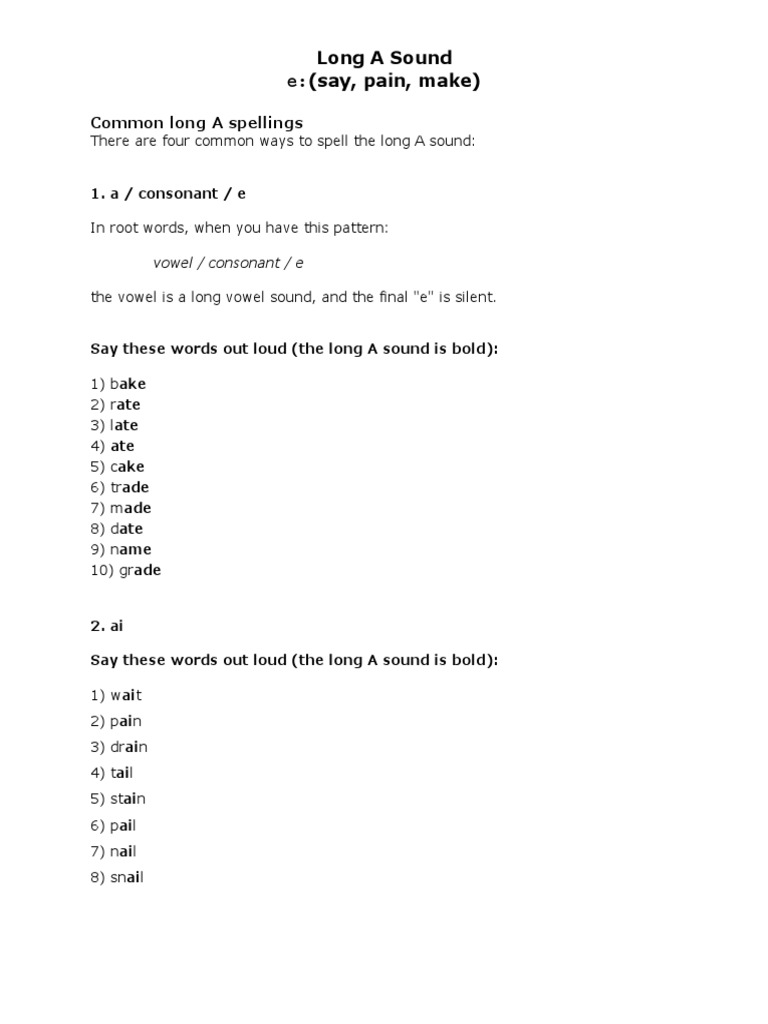 Long A Sound | PDF