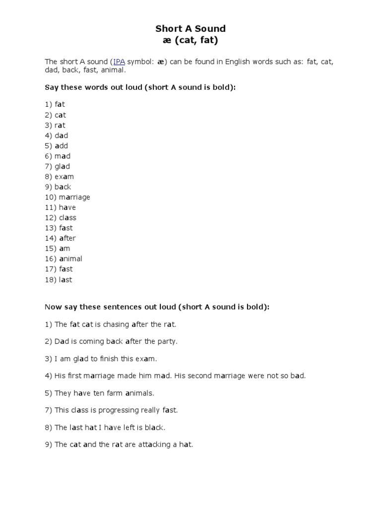 Short A Sound | PDF