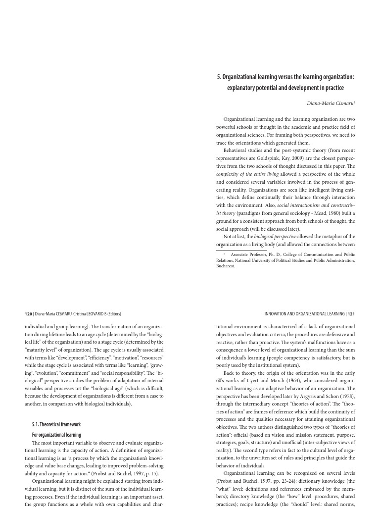 Organizational Learning Chapter | PDF | Learning | Community