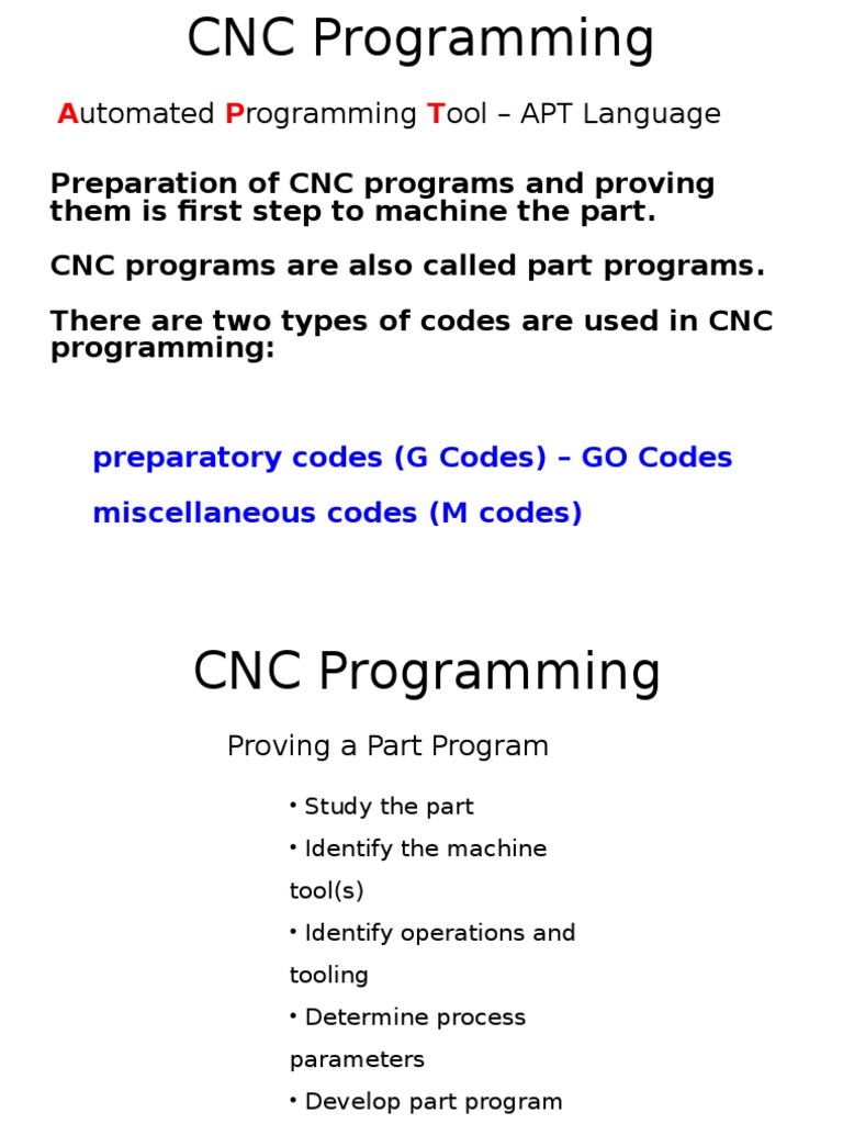 UNIT 7 - CNC - Lecture 3 - Programming | PDF | Numerical Control | Drilling