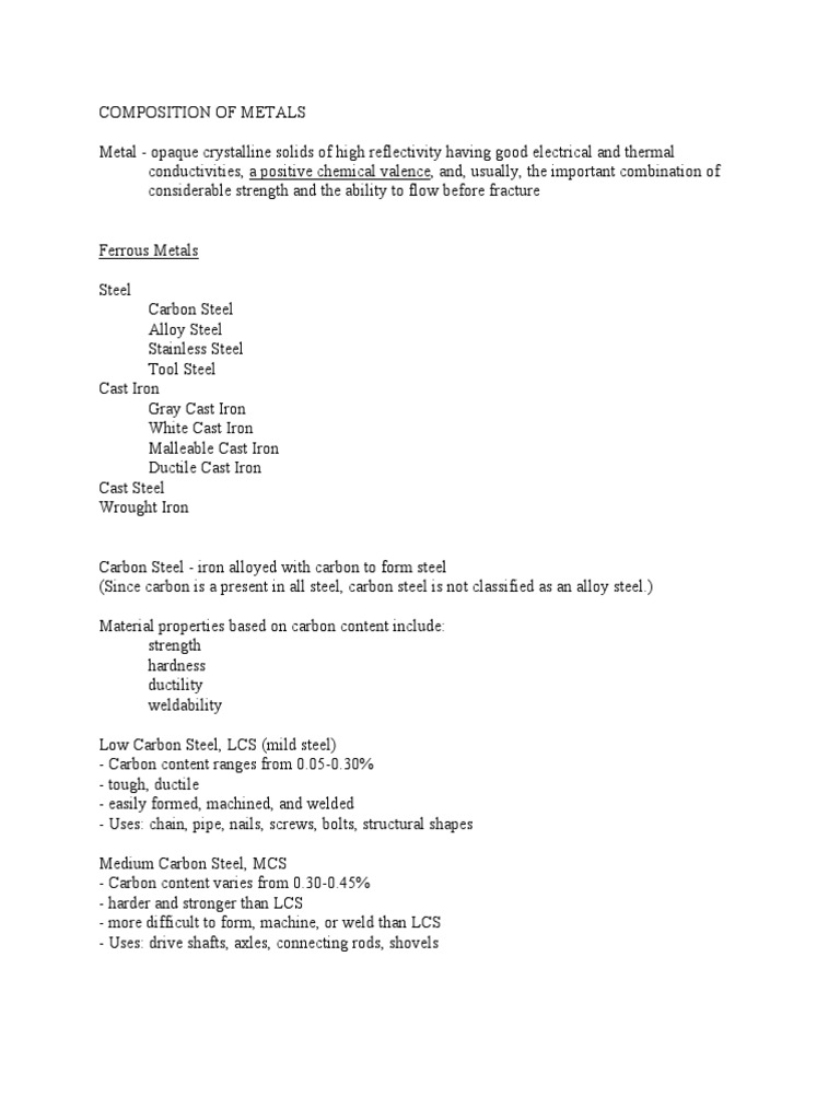 Steel Composition and Properties Explained | PDF | Cast Iron | Steel