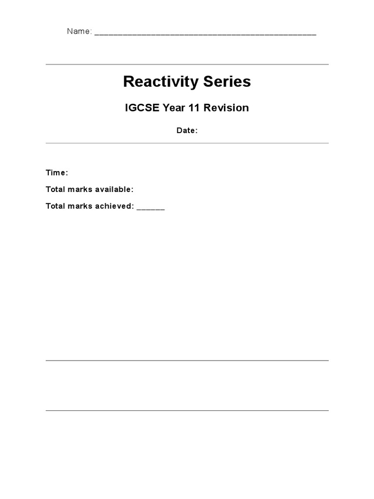 Reactivity Exam Questions-2 | Download Free PDF | Titanium | Redox