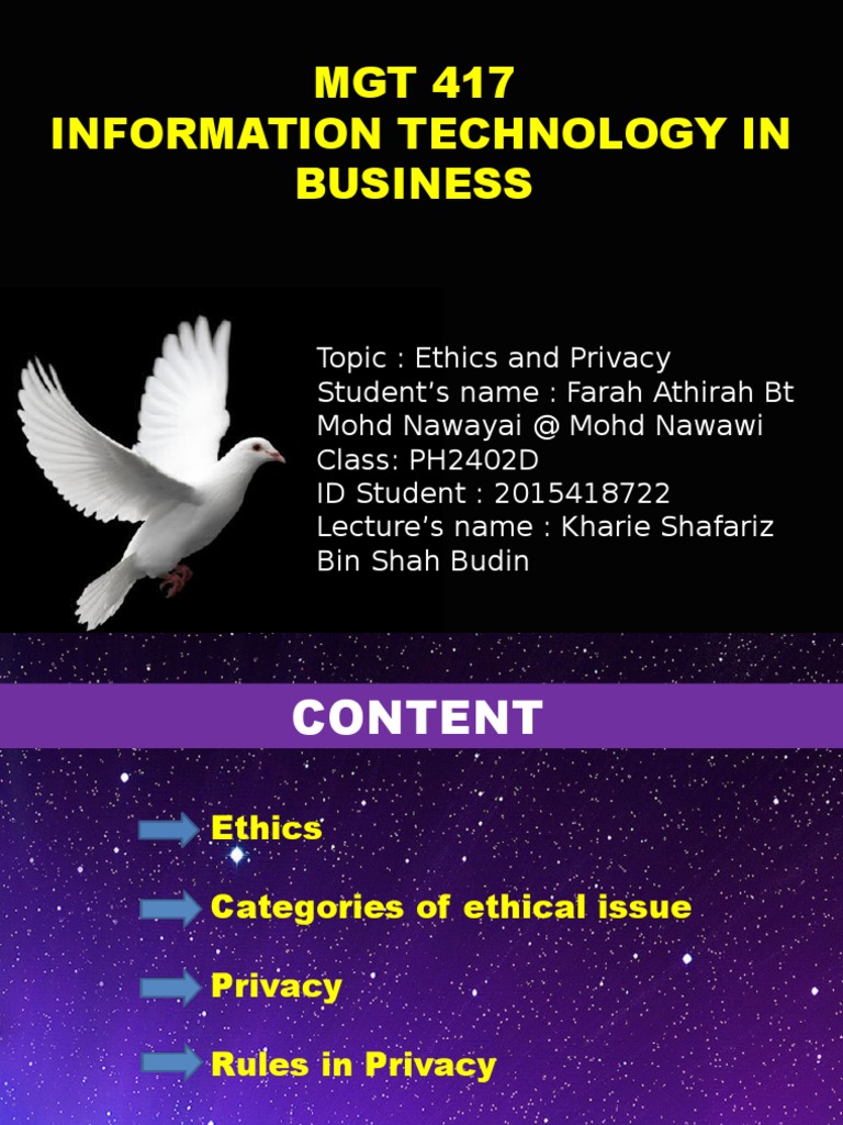 MGT 417 Information Technology in Business | PDF | Privacy | Surveillance