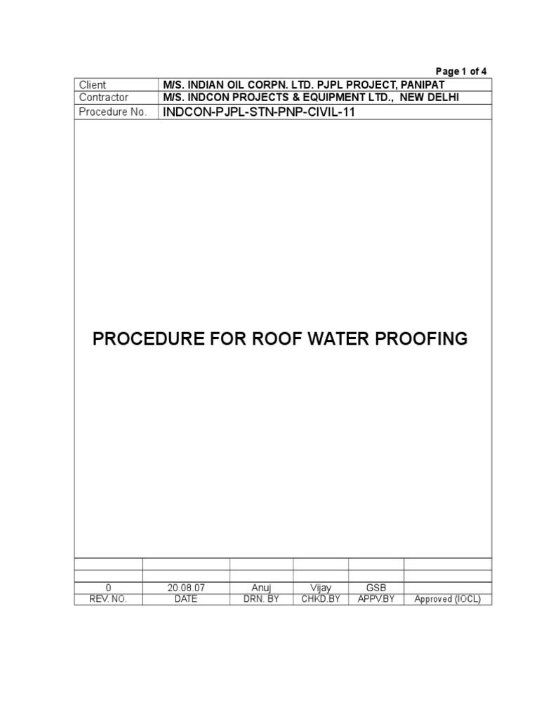 Roof Waterproofing Procedure | PDF | Asphalt | Roof