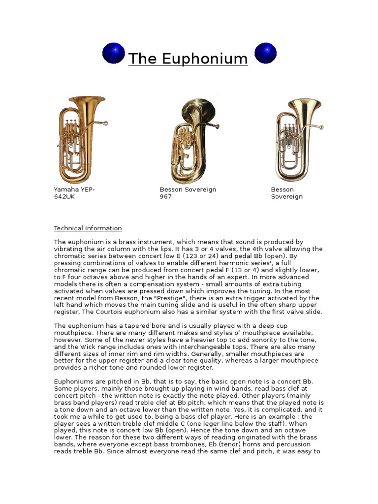 The Euphonium | PDF | Clef | Brass Instruments