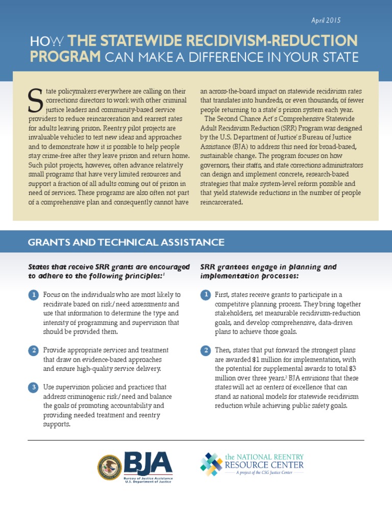 Statewide Recidivism Reduction Brochure | PDF | Recidivism | Evidence ...
