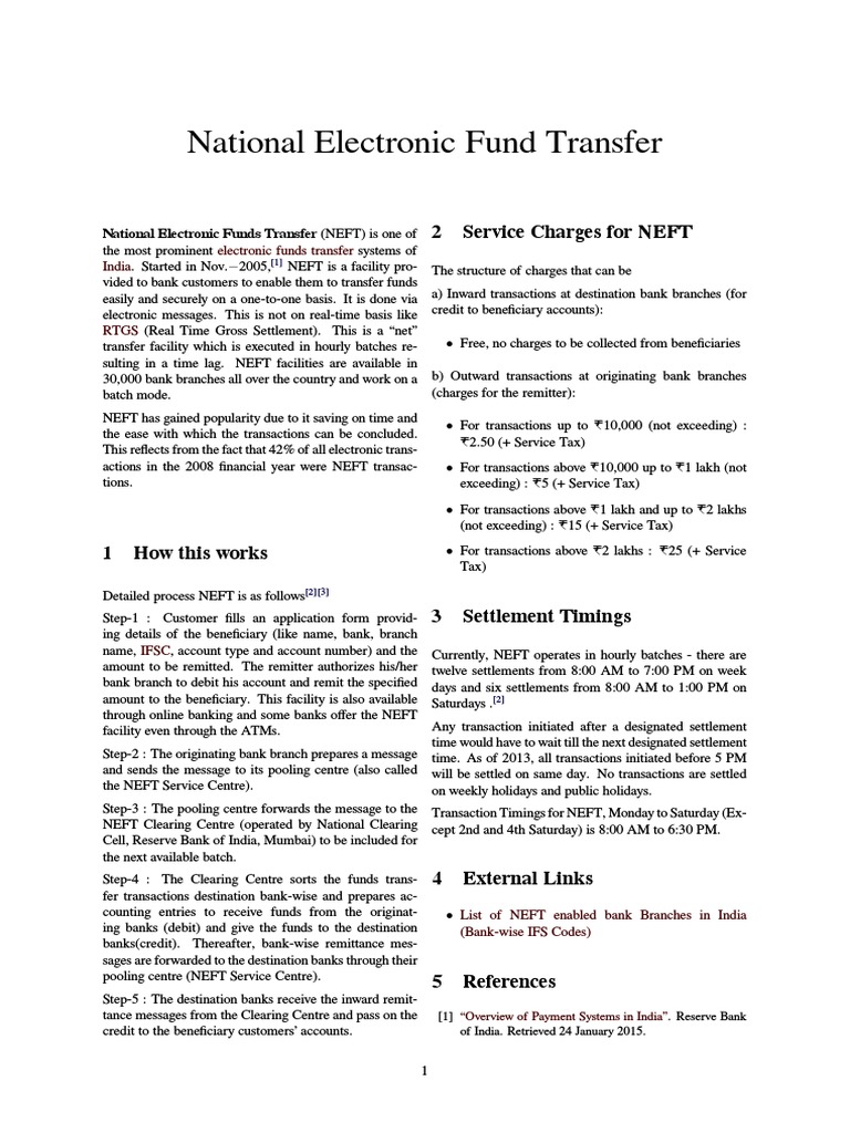 National Electronic Fund Transfer | PDF | Banking | Payments