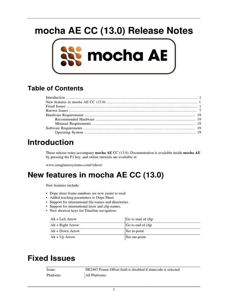 Mocha AE CC Release Notes | PDF | Software Bug | Command Line Interface