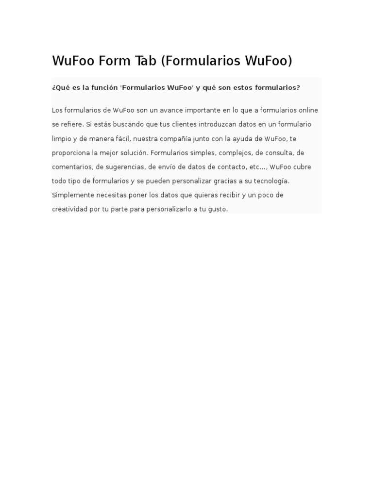 Formulario en Wuffo | PDF | Crecimiento personal y profesional