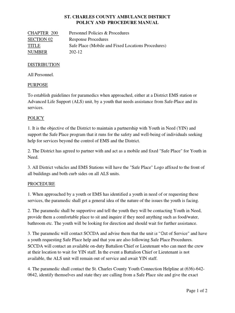 St. Charles County Ambulance District Policy and Procedure Manual | PDF ...