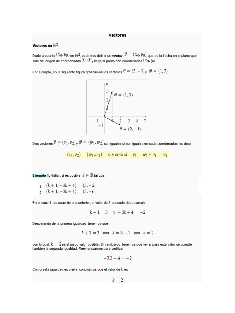 Explicacion Vectores | PDF | Vector Euclidiano | Escalar (Matemáticas)
