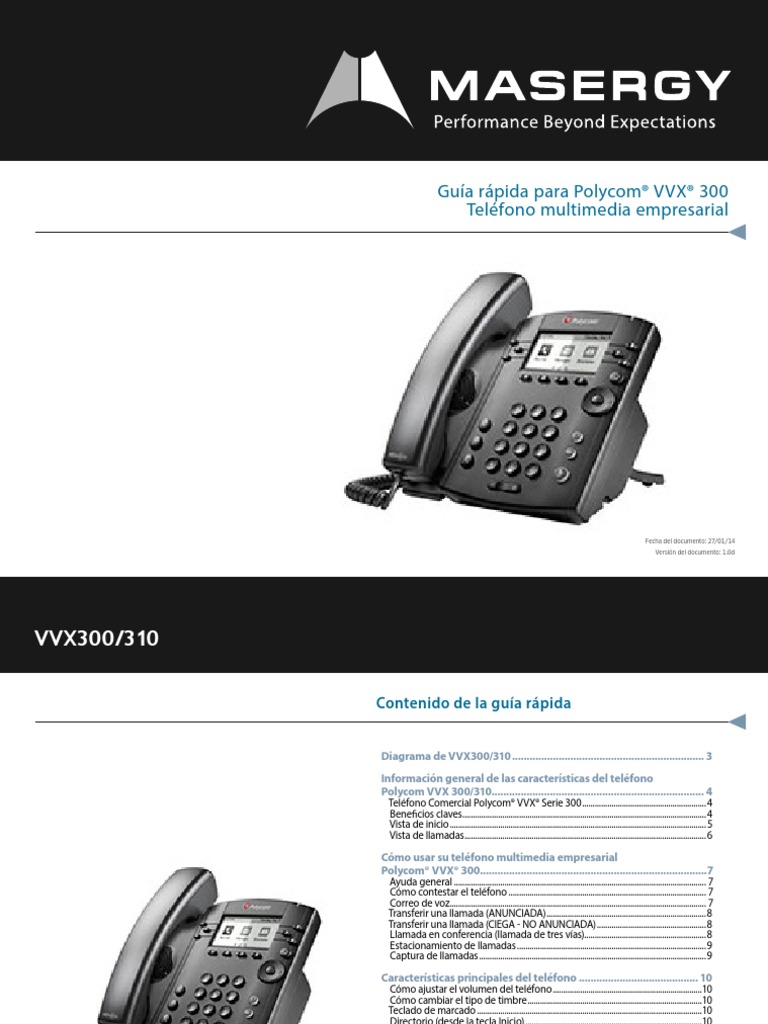 Guía rápida para Polycom® VVX® 300 Teléfono multimedia empresarial