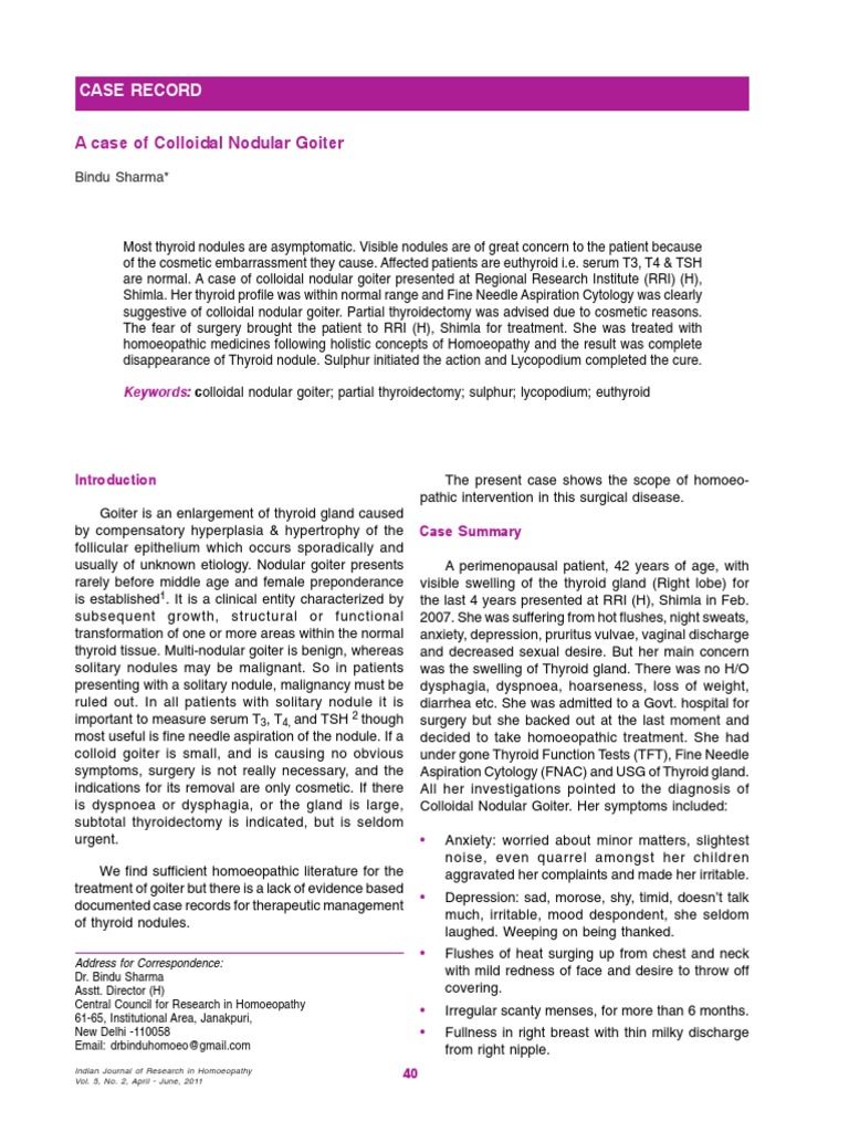 A Case of Colloidal Nodular Goiter | Download Free PDF | Thyroid | Medicine