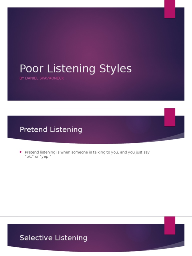 Poor Listening Styles Explained | PDF | Self-Improvement