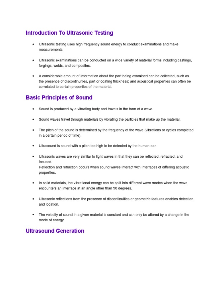 Introduction To Ultrasonic Testing | PDF | Ultrasound | Sound