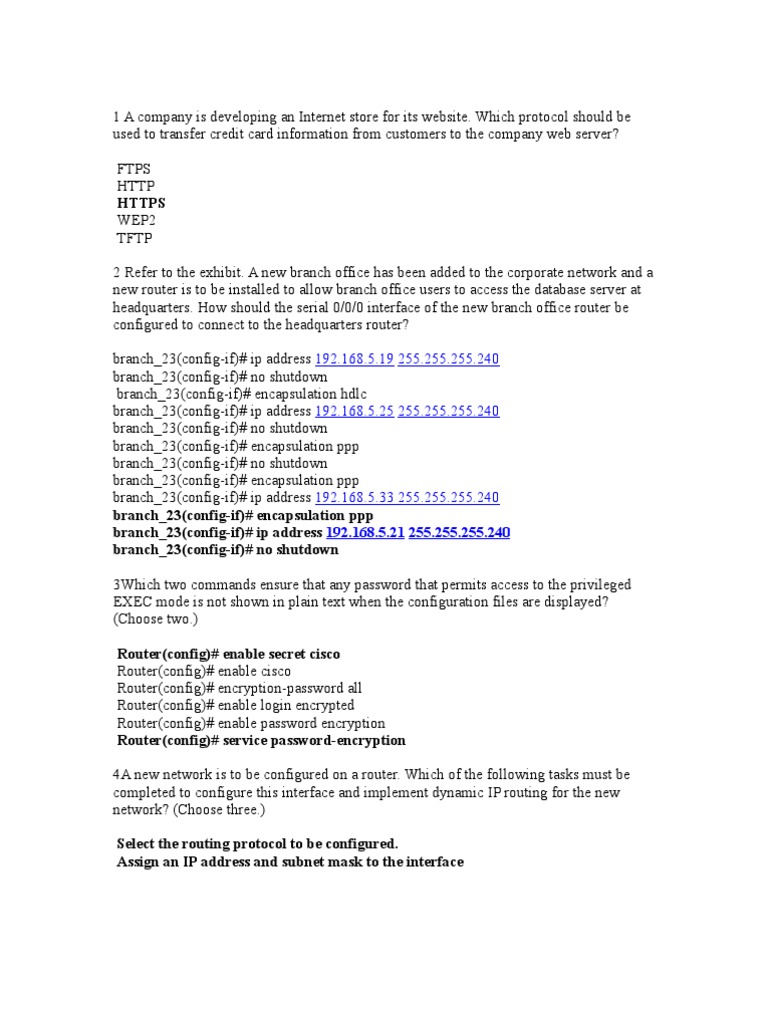 CCNA 2 Final Exam Review Questions | PDF