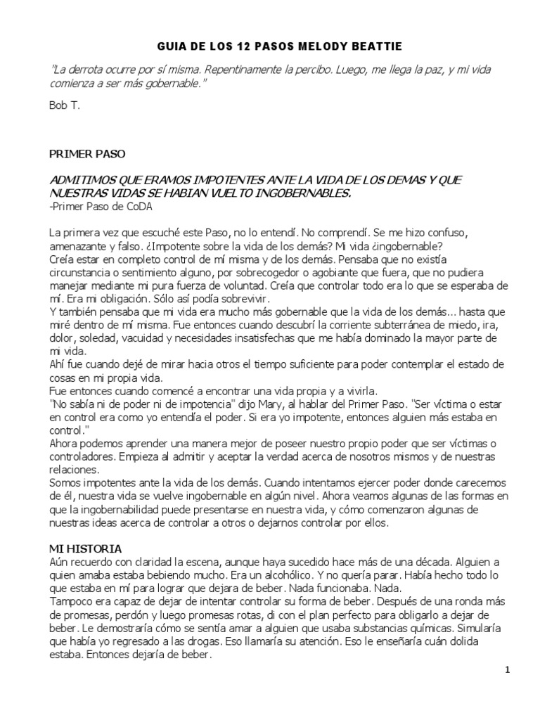 Guia de Los 12 Pasos Melody B PDF | PDF | La dependencia de sustancias | Vida