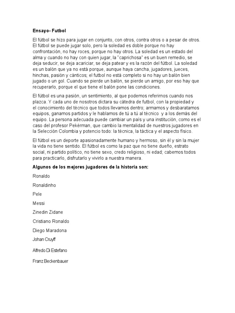 Ensayo de Fútbol | PDF