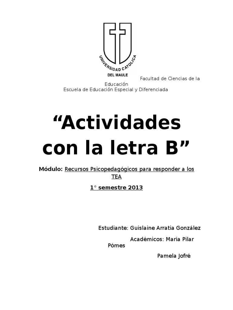 Actividades para enseñar la letra B | PDF | Escritura