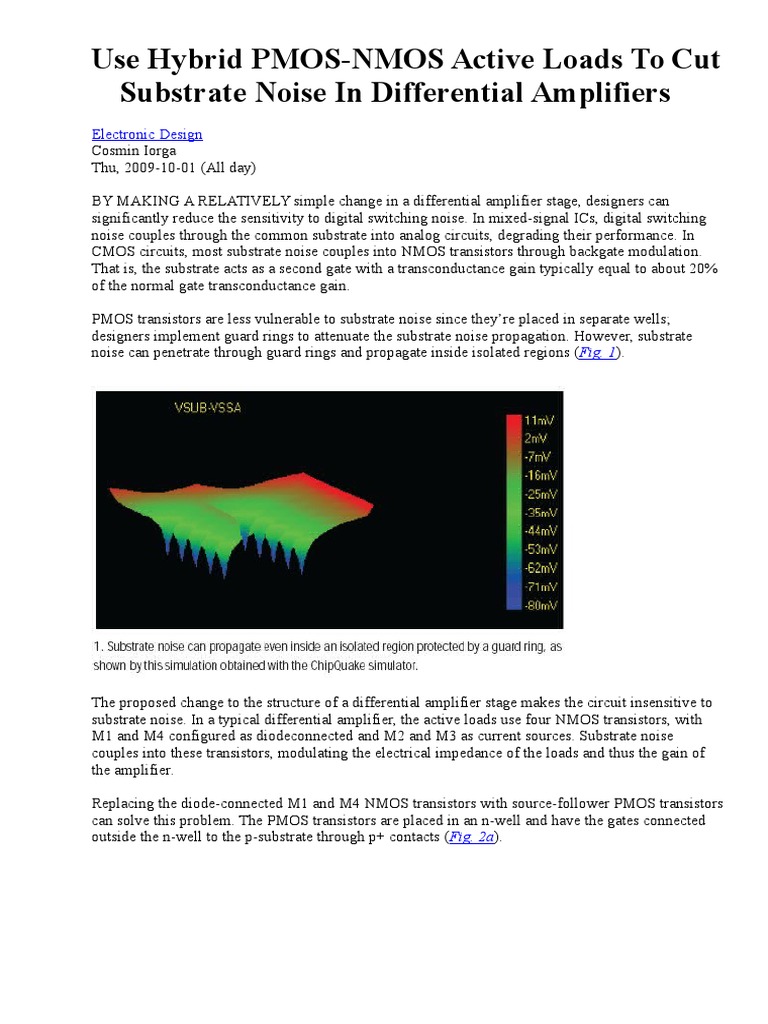 Use Hybrid PMOS-NMOS Active Loads To Cut Substrate Noise in ...
