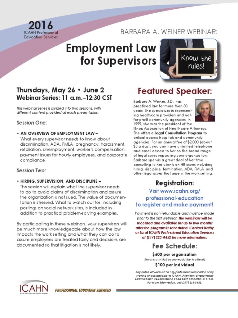 2016 Employment Law Flyer | PDF | Workers' Compensation | Employment