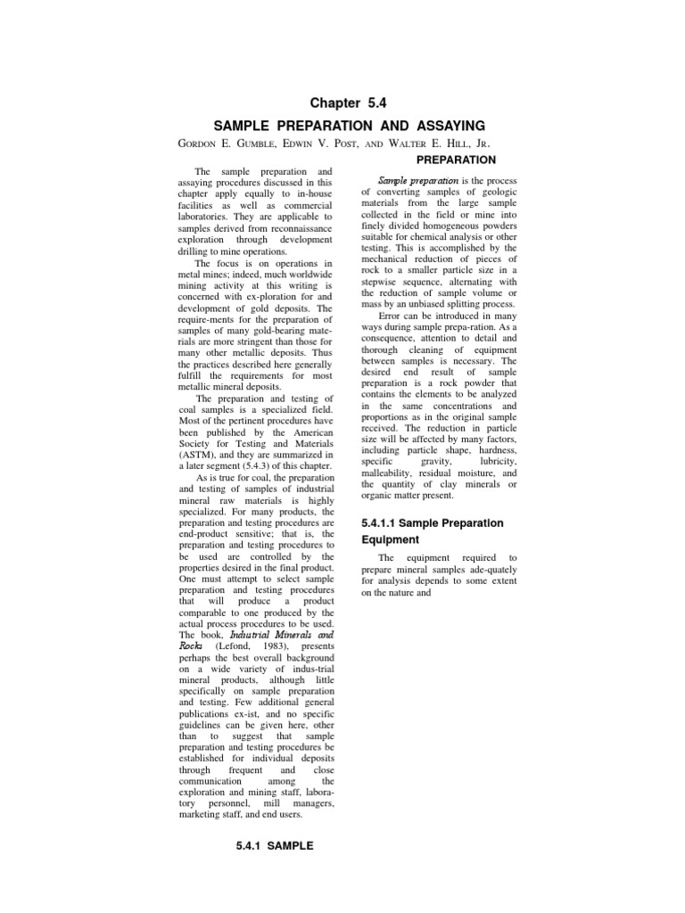 Sample Preparation and Assaying: G E. G, E V. P, W E. H, J | PDF ...