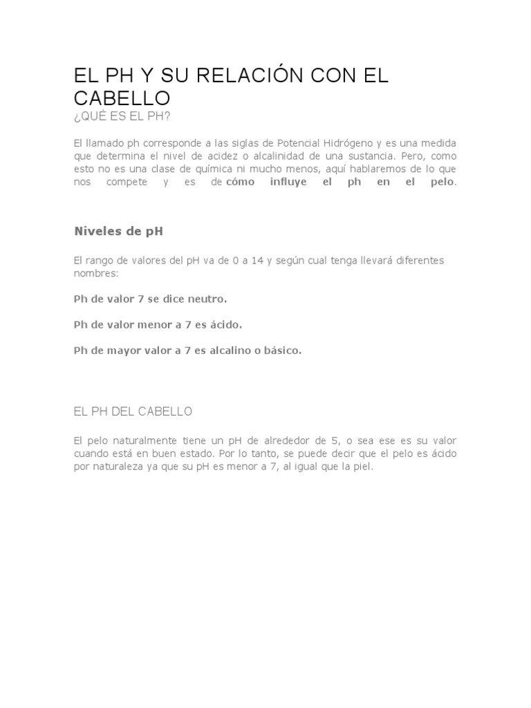 pH del Cabello y su Importancia | PDF | Ph | Pelo