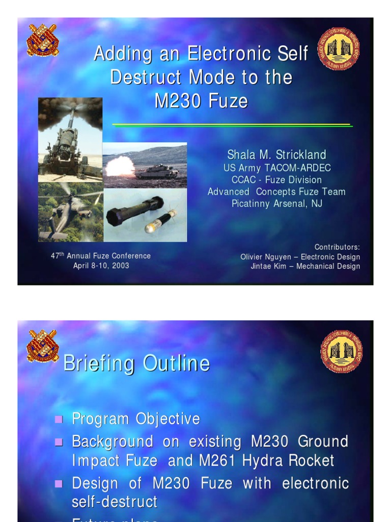 M230 Fuze with Electronic Self-Destruct | PDF | Fuze | Electrical ...